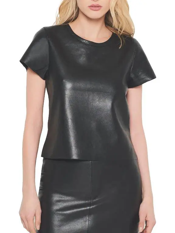 AS By DF Recycled Leather Slim Fit Tee - Black