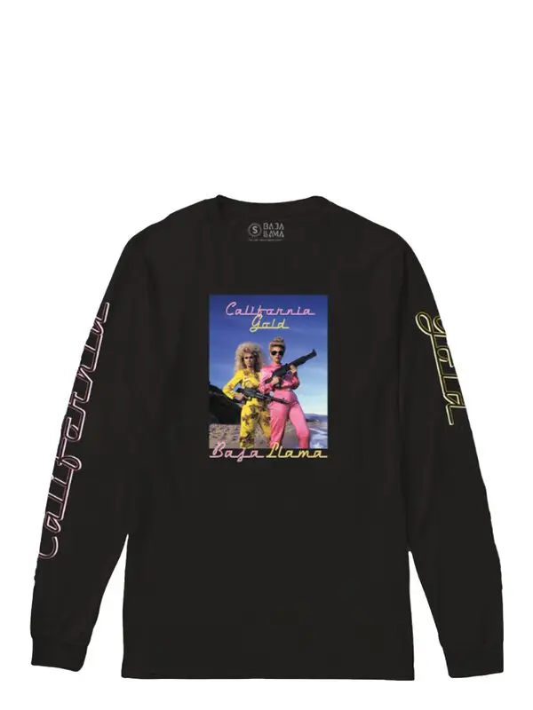 BAJA LLAMA California Goldlong Sleeve Primo Graphic Tee - Black