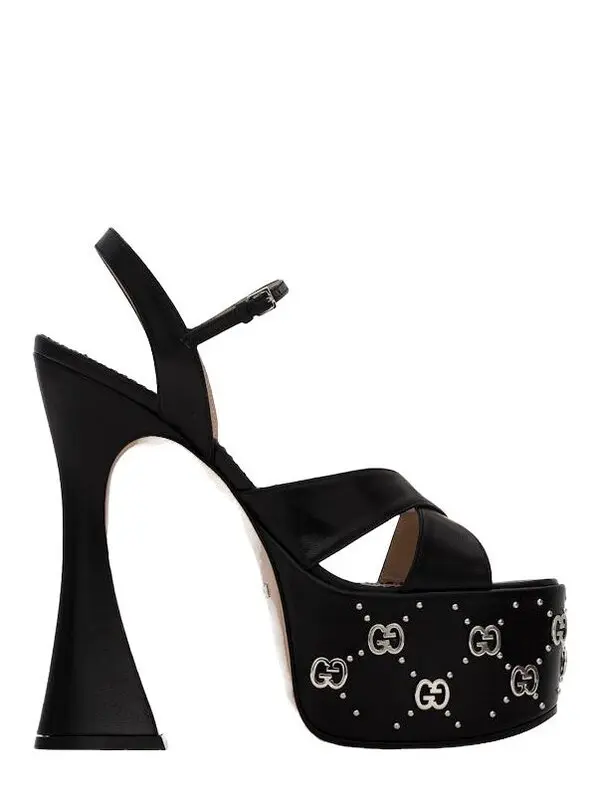 Gucci Interlocking G Studs Sandals - Black