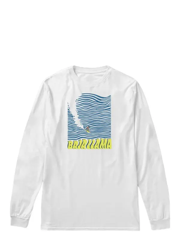 BAJA LLAMA 100 Foot Wavelong Sleeve Primo Graphic Tee - White