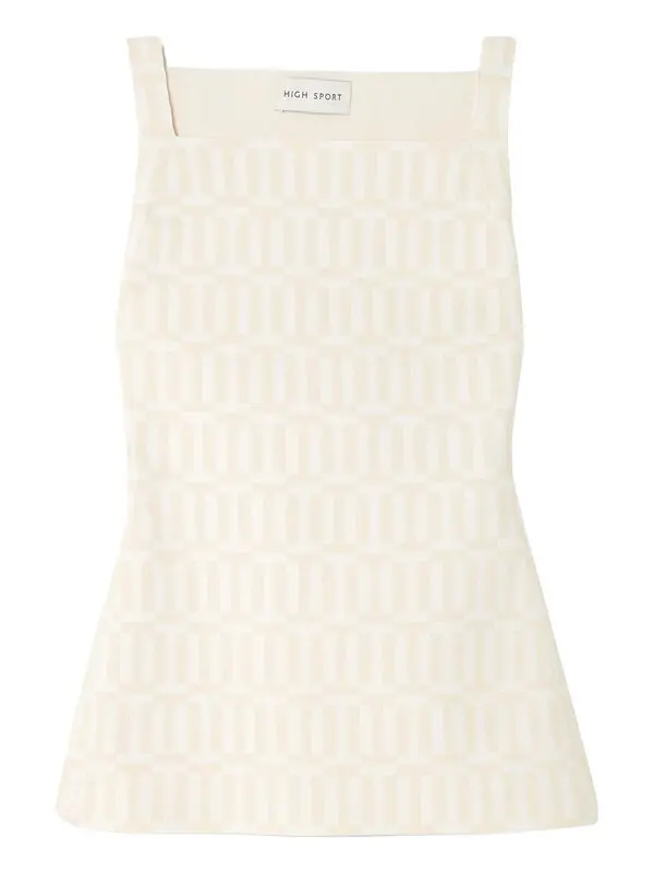 HIGH SPORT Asher Cotton-blend Jacquard Tank - Neutrals