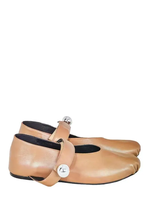 GLORIA COELHO Leather Ballerina Shoes - Neutrals
