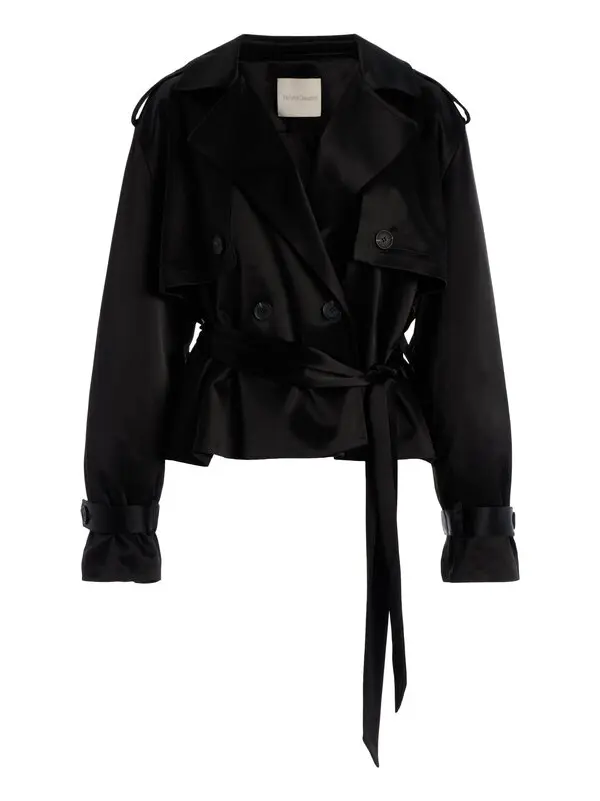 FAVORITE DAUGHTER Exclusive Cropped Trench Coat - Black