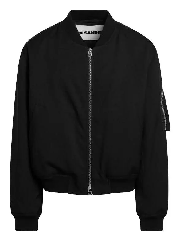 JIL SANDER Zipped Bomber Jacket - Black