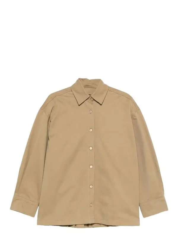 7 For All Mankind Pleated Back Button Down Shirt - Beige
