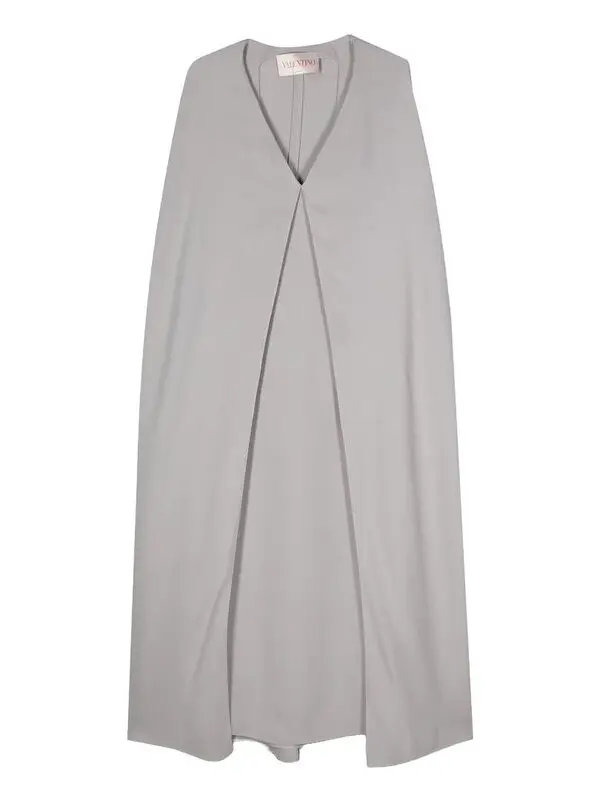 Valentino Garavani Silk Cape Design Dress - Grey
