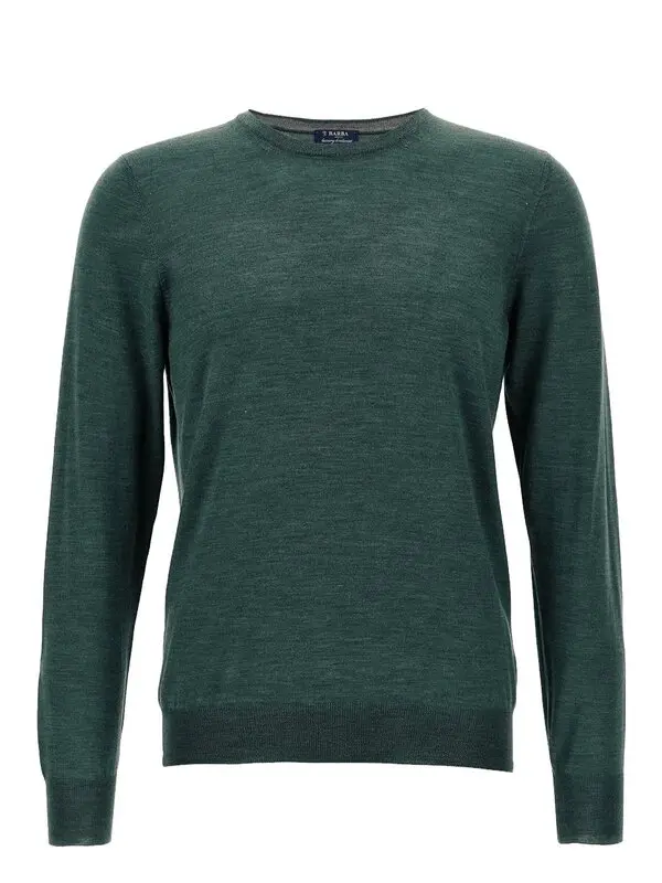 BARBA NAPOLI Crew-neck Wool-silk Blend Sweater - Green
