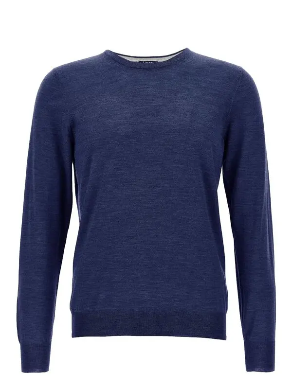 BARBA NAPOLI Crew-neck Wool-silk Sweater - Blue