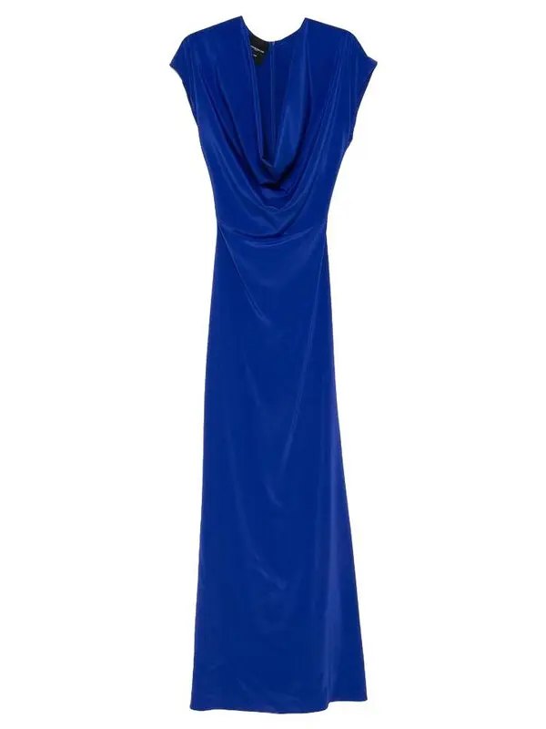 STEPHANE ROLLAND Gown With Cowl Neck And Cap Sleeves - Blue