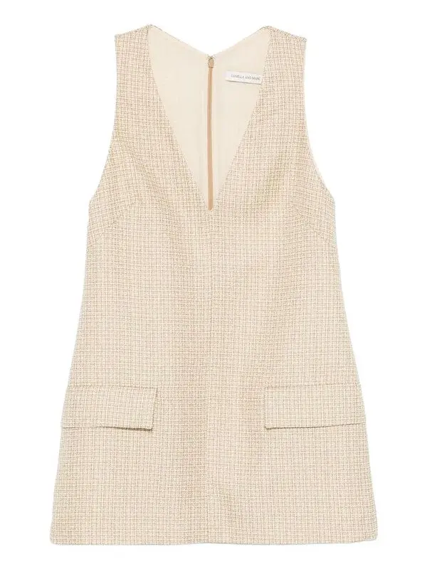 Camilla And Marc Sleeveless Mini Dress With Flap Pockets - Beige