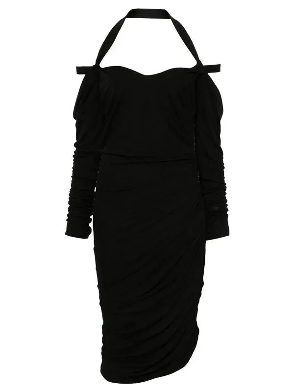 Attico Off-shoulder Knee-length Dress - Black