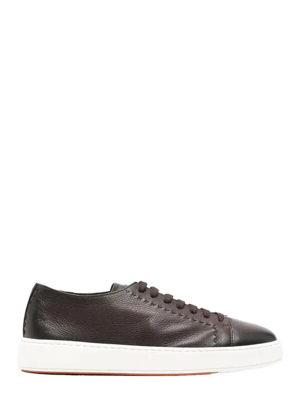 Santoni Lace-up Leather Trainers - Brown