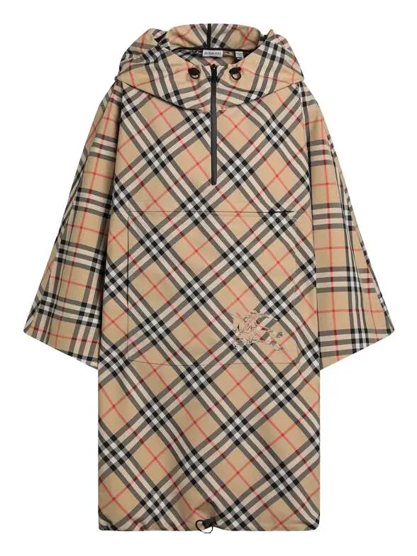 Burberry Check Pattern Poncho - Beige