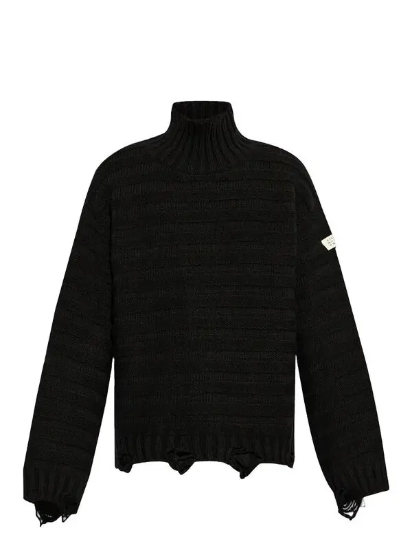 MAISON MARGIELA Knitted Virgin Wool Sweater - Black