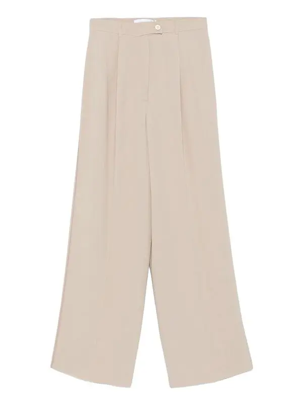 DE SANTIS Pleated Wide Leg Trousers - Beige