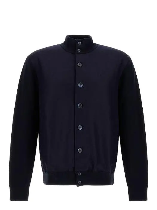 Herno Resort Felted Cashmere Blend Cardigan - Blue
