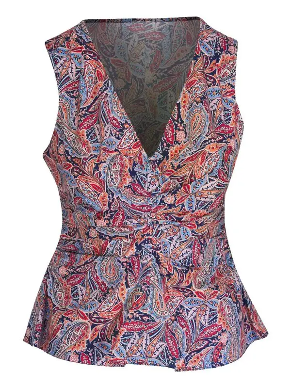 Veronica Beard Paisley-print Peplum Top - Blue