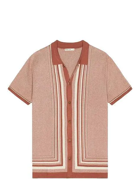 Marine Layer Ethan Sweater Button Down Shirt In Brick - Withered Rose