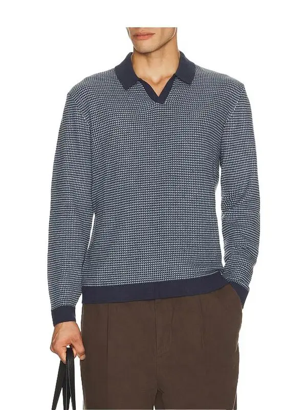 Marine Layer Liam Sweater Polo In Blue - Navy