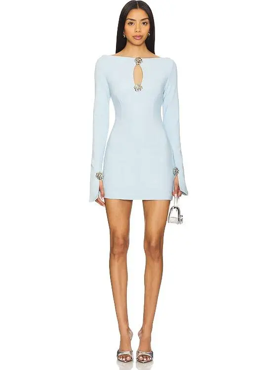 ATOIR Long Sleeve Mini Dress With Rosette Embellishments - Blue