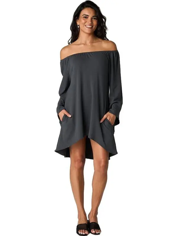 EAVOLU Peyto Off-shoulder Tunic/dress - Slate