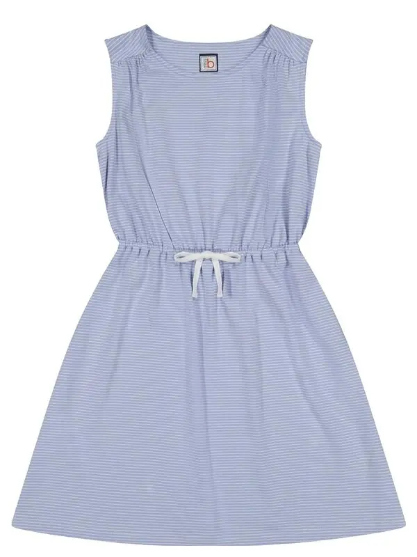Busy Bees Lindsey Drawstring Dress - Cornflower Blue Mini Stripe