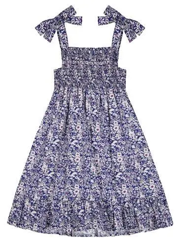 Busy Bees India Shoulder Tie Sundress - Navy Floral