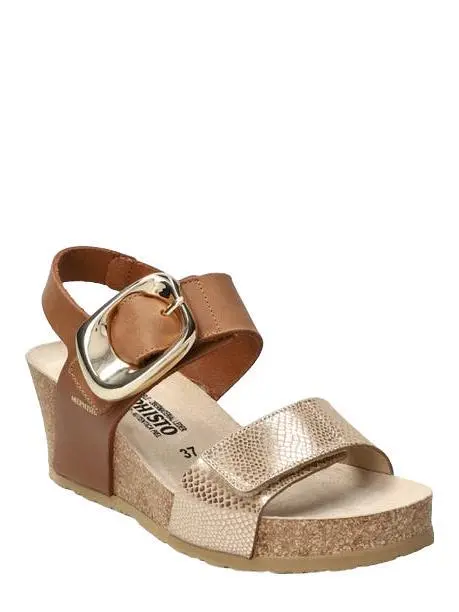 Mephisto Leandre Wedge Sandal - Light Sand Havana