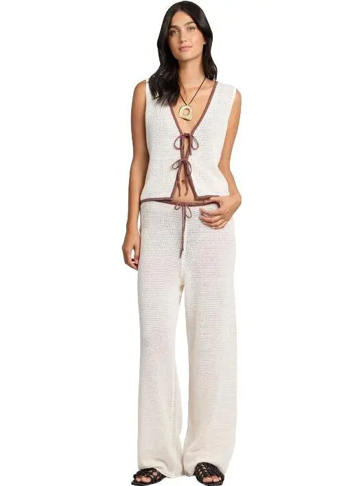 Onia Linen Knit Tie-front Tank Top - Egret/cppuccino