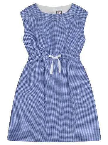 Busy Bees Izzy Drawstring Dress - Blue Mini Check