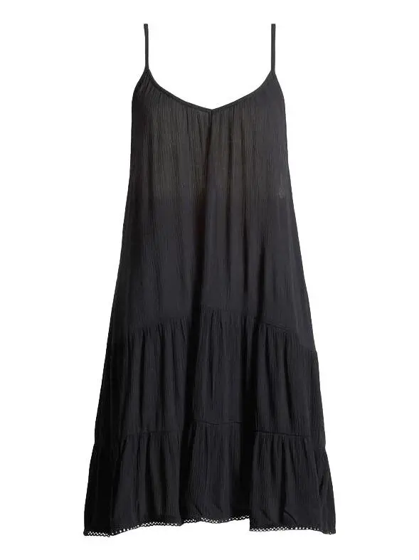 Nordstrom Tiered Crinkle Cover-up Dress - Black