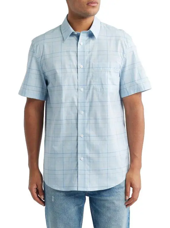 Pendleton Academy Check Pima Cotton Short Sleeve Button-up Shirt - Blue Check
