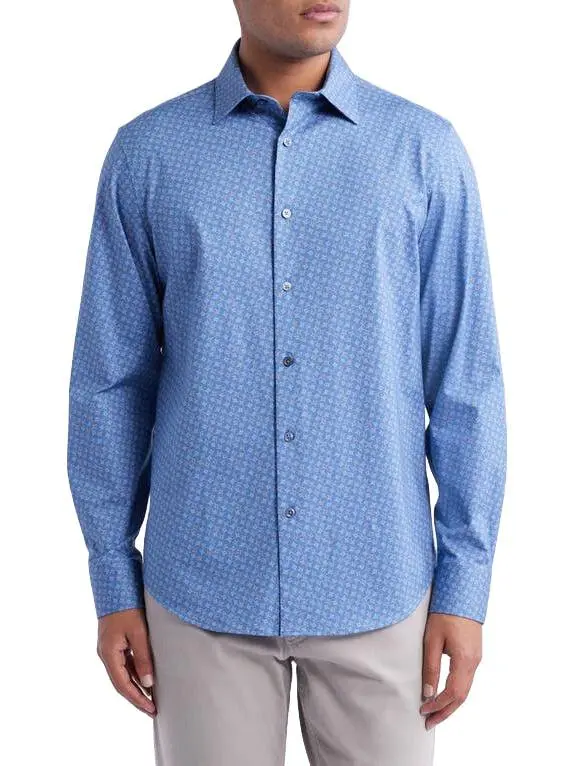 Bugatchi Jimmy Ooohcotton® Abstract Print Button-up Shirt - Cobalt