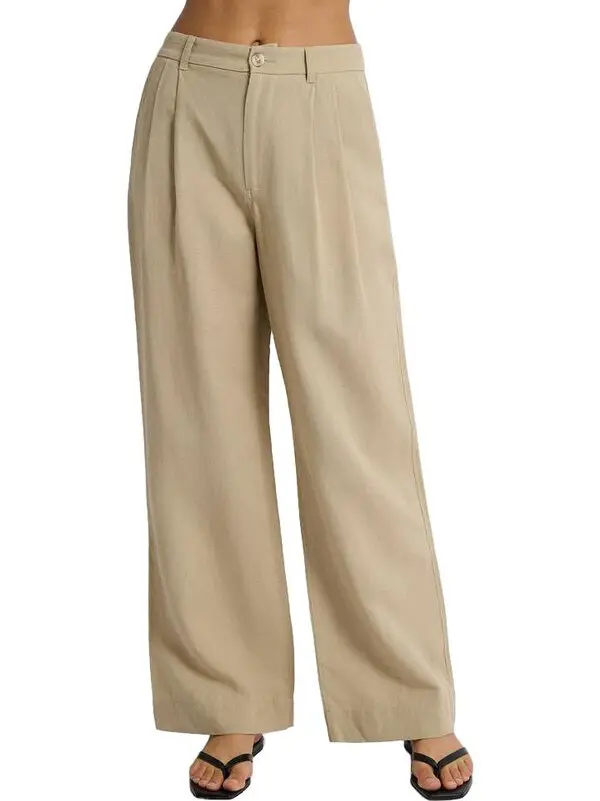 Onia Air Linen Pleated Trousers - Jute