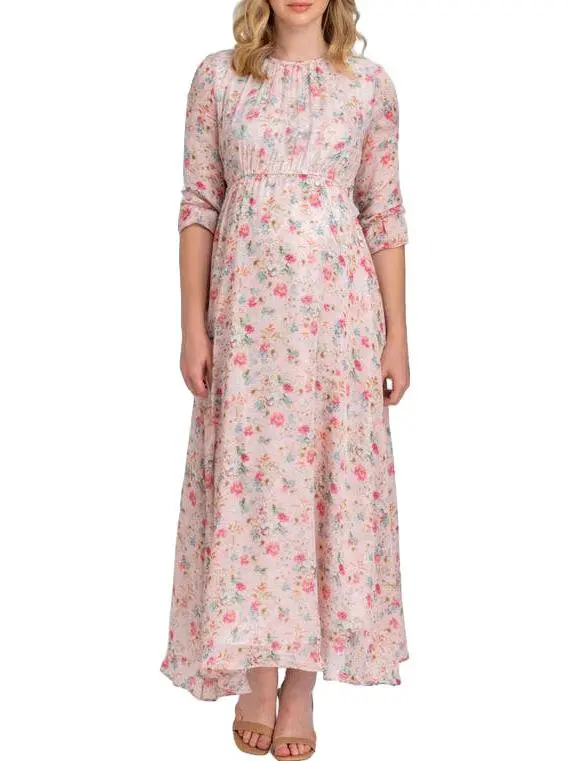PIETRO BRUNELLI Floral Chiffon Maxi Dress - Pink