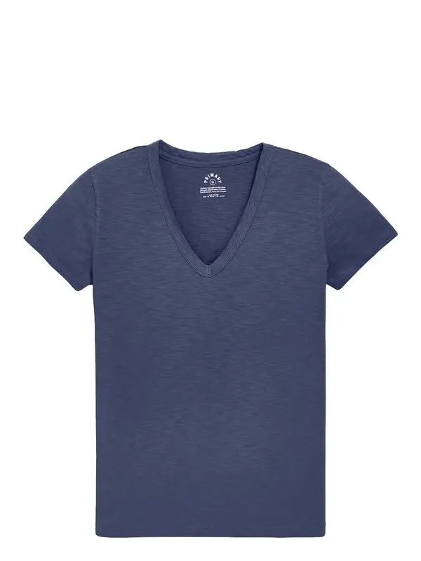 PRIMARY Name Classic Slub V-neck T-shirt - Sunwashed Navy