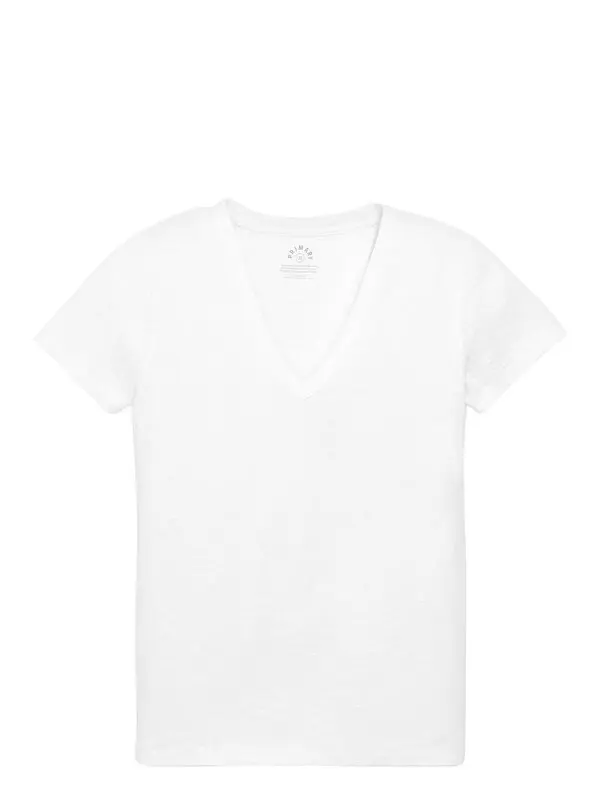 PRIMARY Name Classic Slub V-neck T-shirt - White