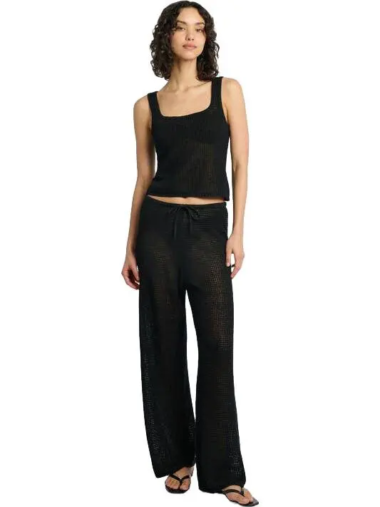 Onia Linen Knit Square Neck Tank - Black
