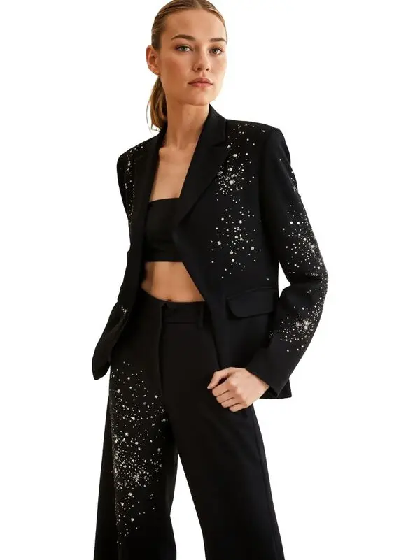 AKALIA Cicy Rhinestone Pant - Black