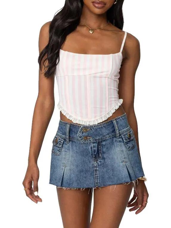 EDIKTED Marlen Stripe Corset Top - Light-pink
