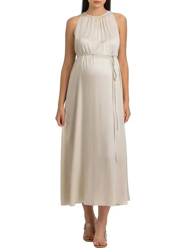 PIETRO BRUNELLI Sleeveless Satin Dress - Beige