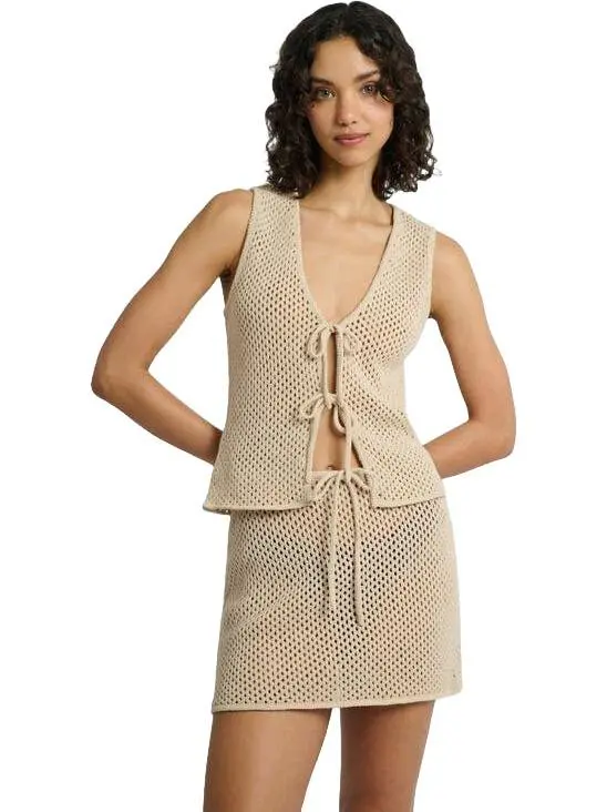 Onia Crochet Knit Tie-front Tank Top - Sandshell