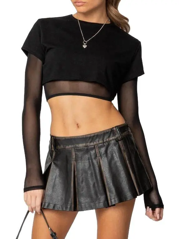 EDIKTED Rella Layered Crop Top - Black