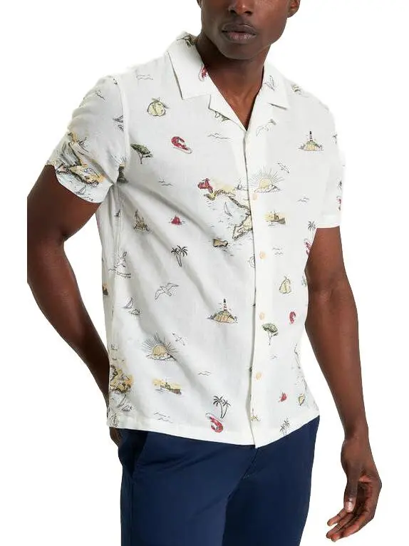 Ben Sherman Brighton To Amalfi Cotton & Linen Camp Shirt - Snow White