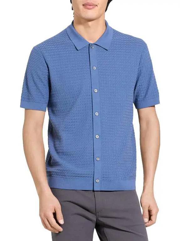 Theory Cairn In Cotton Short Sleeve Shirt - Bering