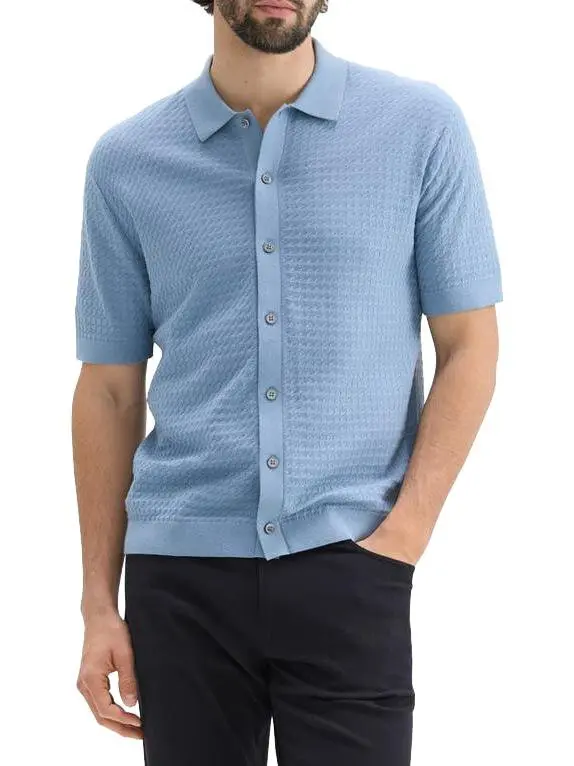 Theory Cairn Short Sleeve Organic Cotton Button-up Shirt - Rainstorm