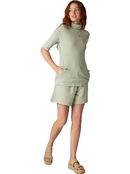 EAVOLU Acadia Aspen Eco-luxe Rib Short-sleeve Top - Fern