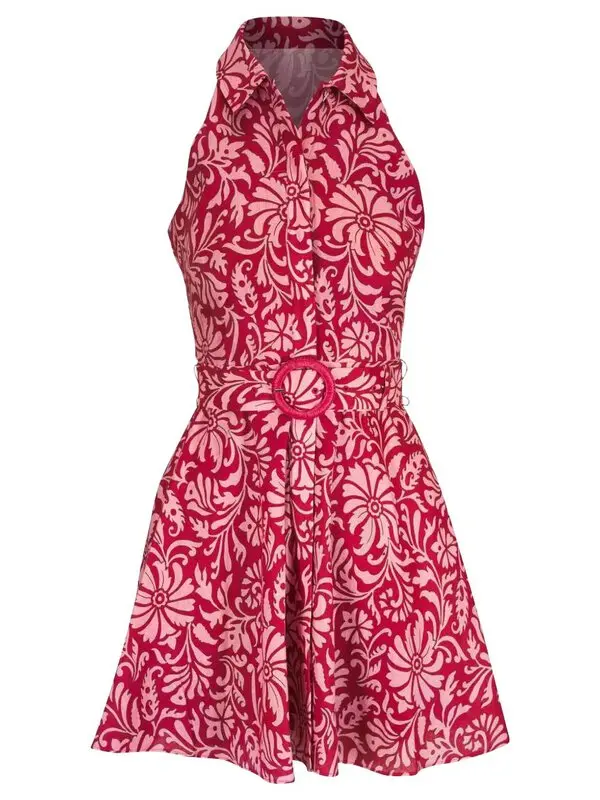Veronica Beard Beau Floral-print Belted Dress - Pink