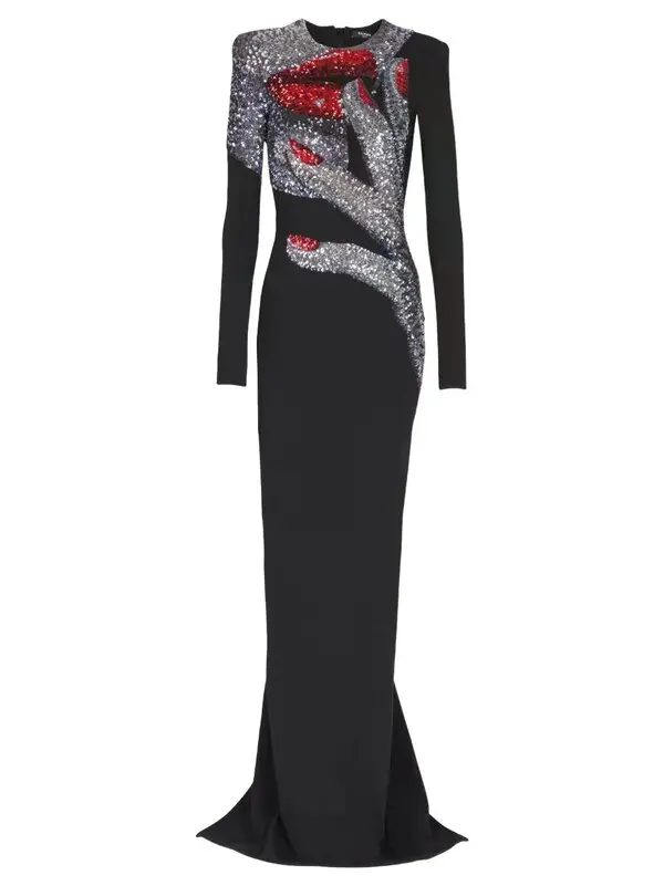 Balmain High Neck Maxi Dress - Black