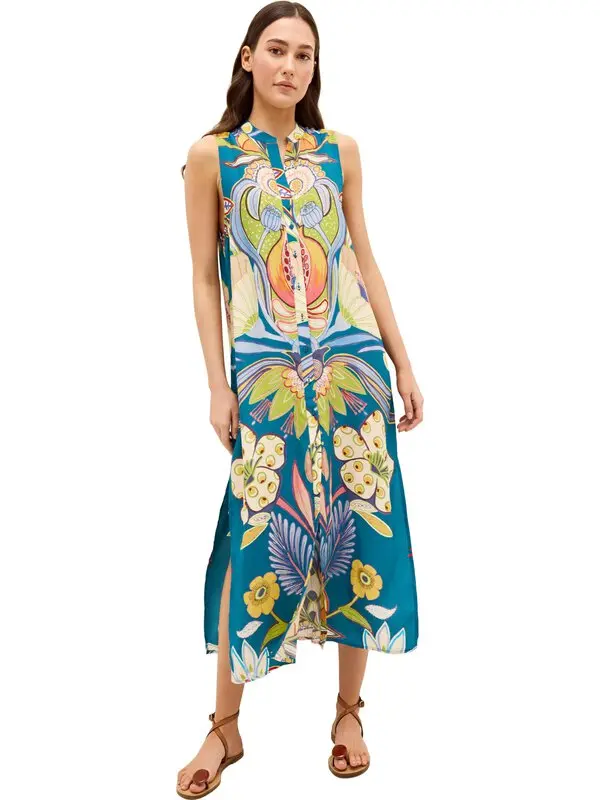 MARIE OLIVER Kirkley Sleeveless Shirtdress - Perennial